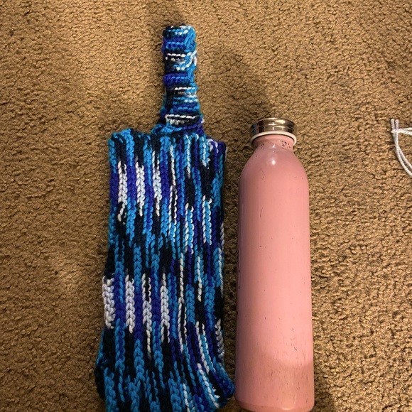 Bags | Knitted Blue And White Water Bottle Purse Created By Me | Poshmark